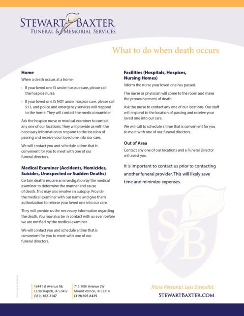 Forms Library - Stewart Baxter Funeral & Memorial Services
